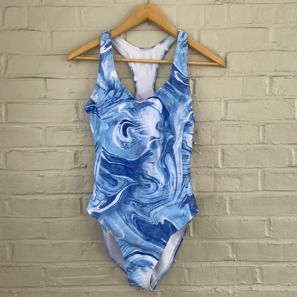 Nicole Miller | Swim | Nicolle Miller Womens Blue Marble Print ...